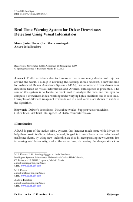 Pdf Real Time Warning System For Driver Drowsiness Detection Using