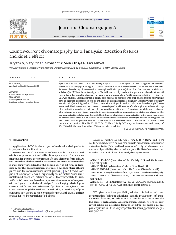 (PDF) Counter-current chromatography for oil analysis: Retention ...
