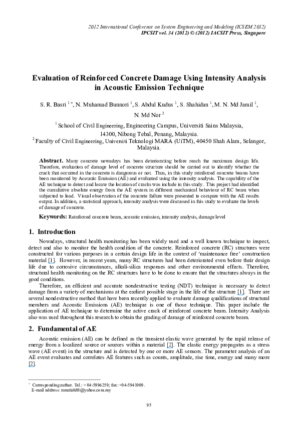 (PDF) Evaluation of Reinforced Concrete Damage Using Intensity Analysis ...
