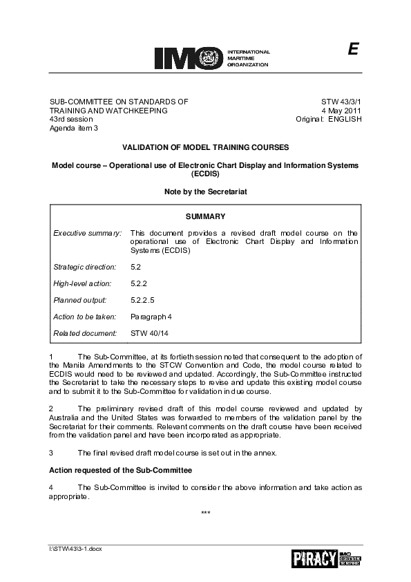 (PDF) E VALIDATION OF MODEL TRAINING COURSES Model course – Operational ...