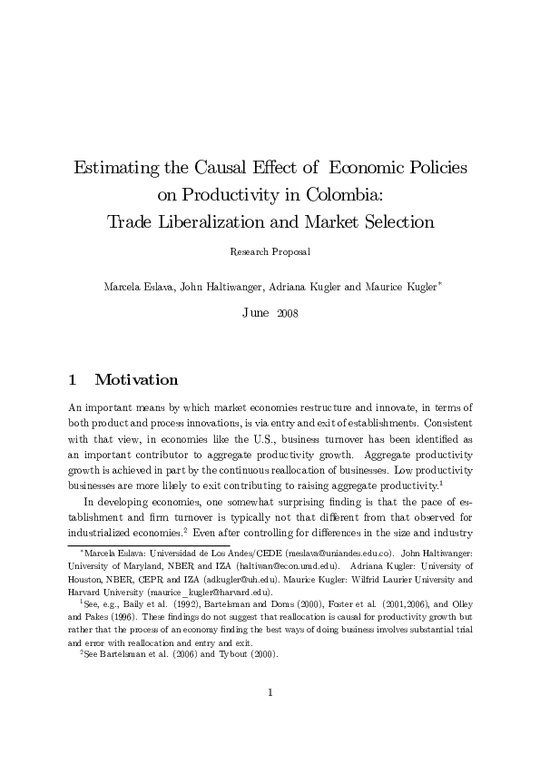 (PDF) Estimating the Causal Effect of Economic Policies on Productivity ...