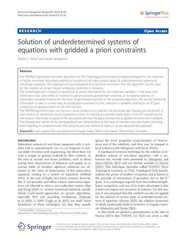 (PDF) Solution of underdetermined systems of equations with gridded a ...