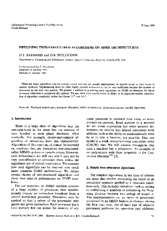 (PDF) Pipelining Tree-Structured Algorithms on Simd Architectures