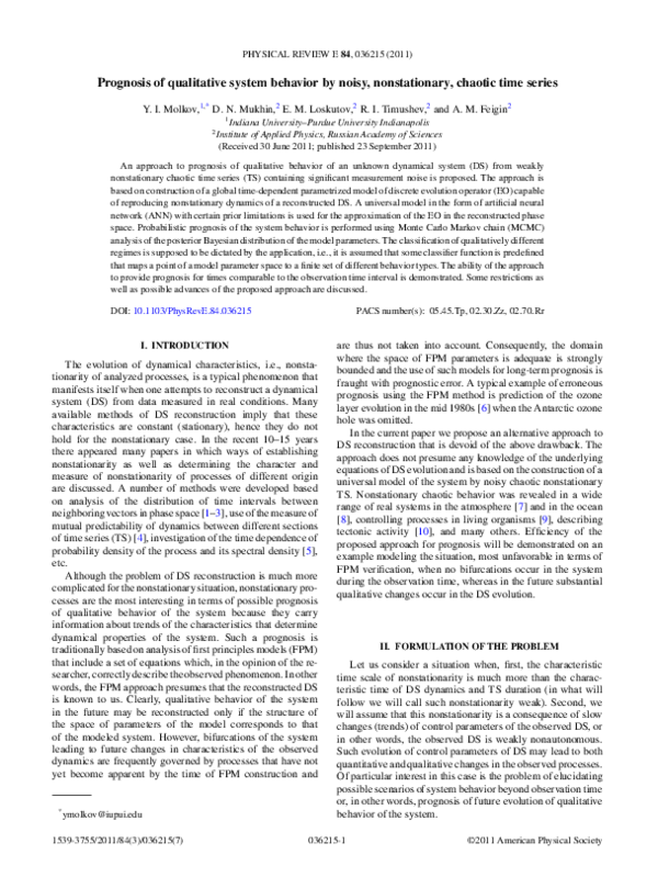 (PDF) Prognosis of qualitative system behavior by noisy, nonstationary, chaotic time series