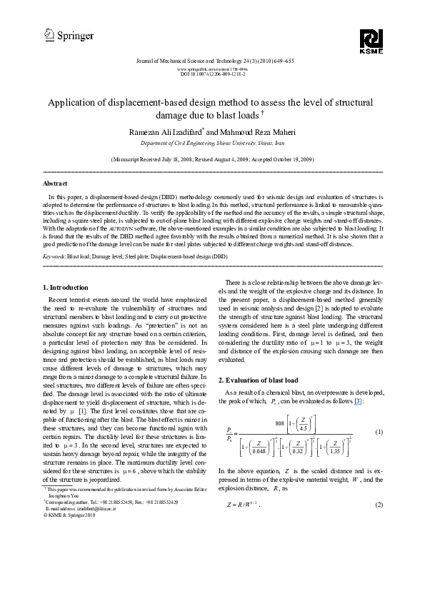 (PDF) Application of displacement-based design method to assess the ...