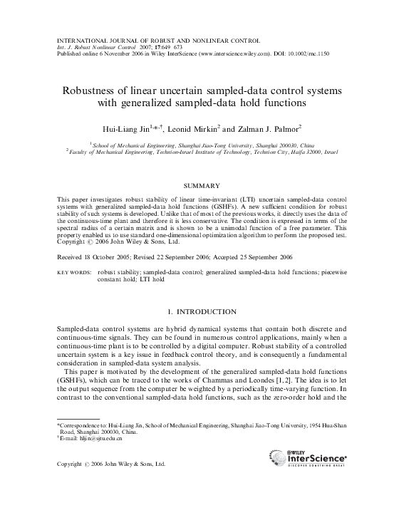 (PDF) Indirect sampled-data control with sampling period adaptation | Achim Ilchmann - Academia.edu