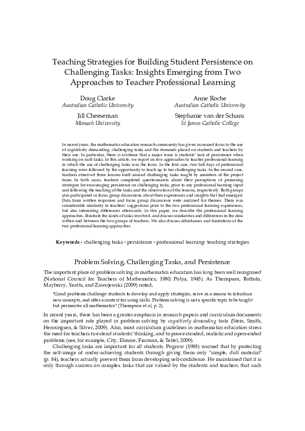 (PDF) Teaching Strategies for Building Student Persistence on ...