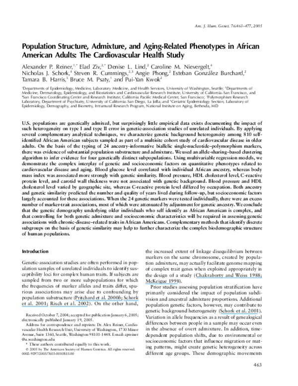 (PDF) Population Structure, Admixture, and Aging-Related Phenotypes in African American Adults ...