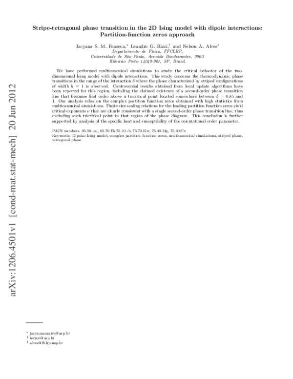 Pdf Stripe Tetragonal Phase Transition In The Two Dimensional Ising Model With Dipole