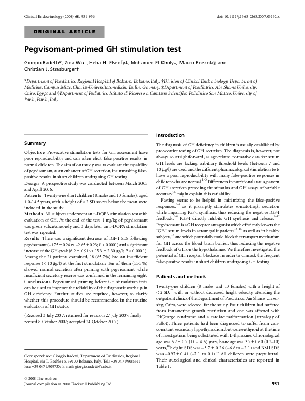 (PDF) Pegvisomant-primed GH stimulation test