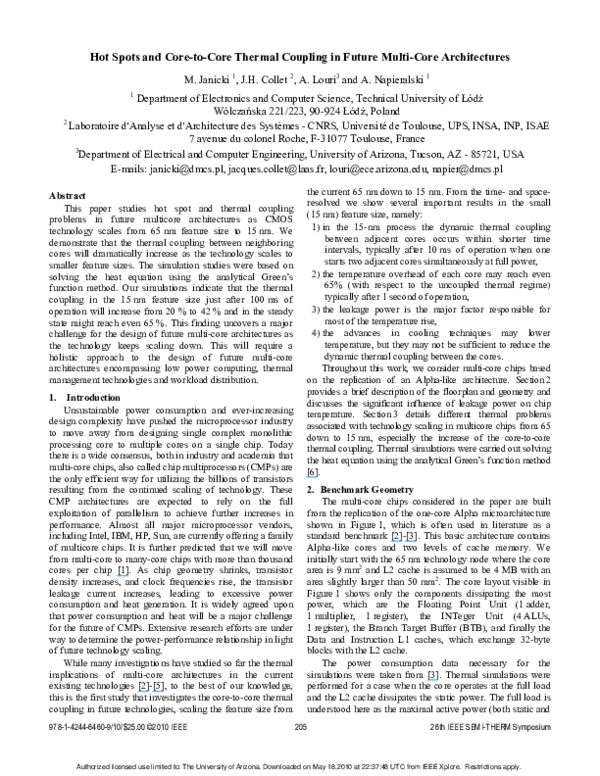 (PDF) Hot spots and core-to-core thermal coupling in future multi-core ...