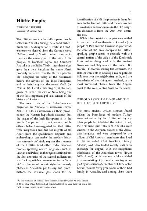 (PDF) Hittite Empire