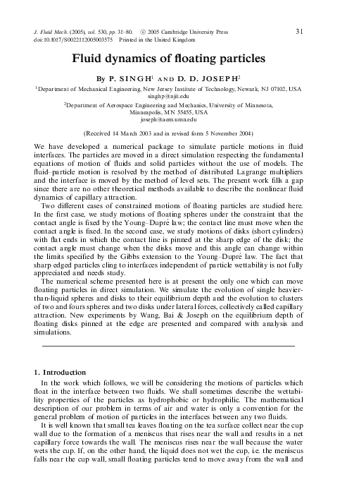 (PDF) Fluid dynamics of floating particles