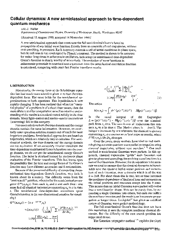 (PDF) Cellular dynamics: A new semiclassical approach to time-dependent ...