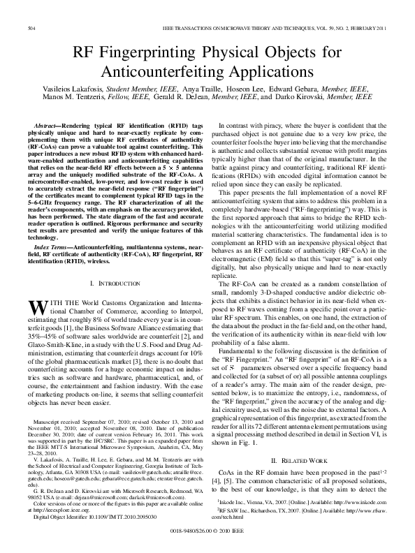 (PDF) RF fingerprinting physical objects for anticounterfeiting ...