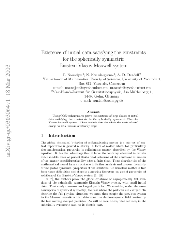 Pdf Existence Of Initial Data Satisfying The Constraints For The