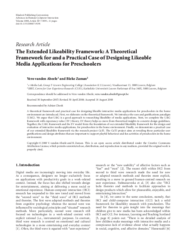 (PDF) The Extended Likeability Framework: A Theoretical Framework for and a Practical Case of ...