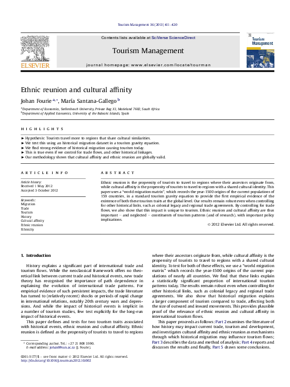 (PDF) Ethnic Reunion and Cultural Affinity
