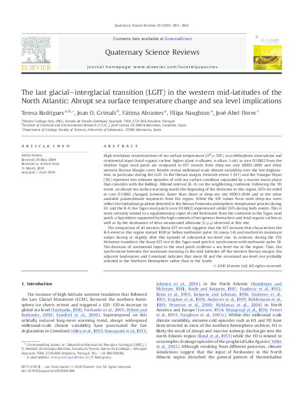 (PDF) The last glacial–interglacial transition (LGIT) in the western ...