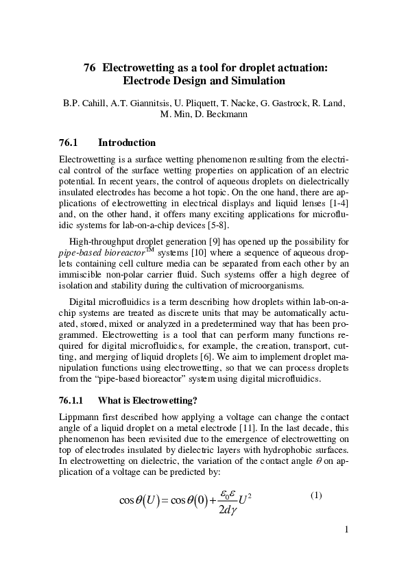 (PDF) Electrowetting as a tool for droplet actuation: Electrode Design and Simulation