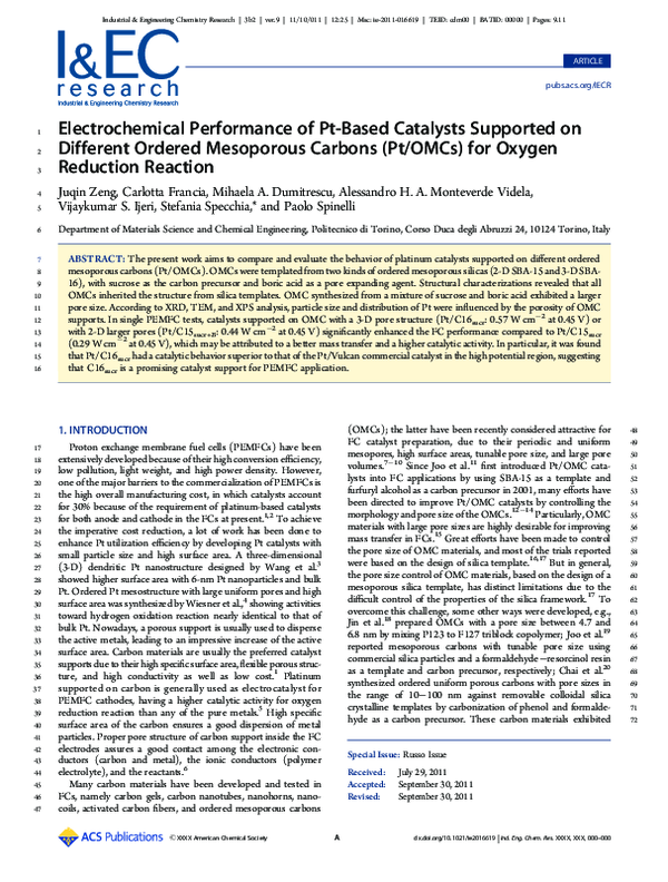 (PDF) Electrochemical Performance of Pt-Based Catalysts Supported on ...