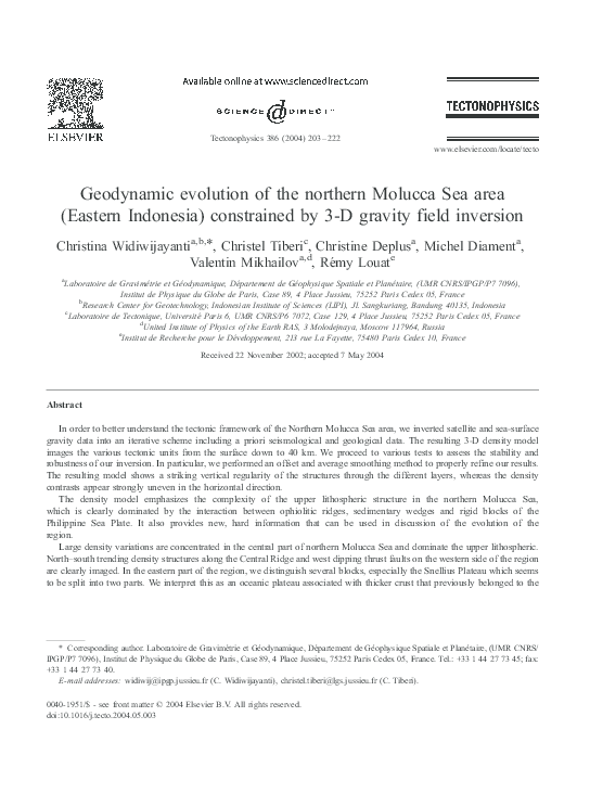 (PDF) Geodynamic evolution of the northern Molucca Sea area (Eastern ...
