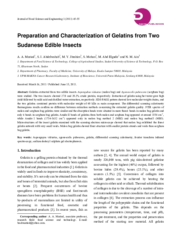 (PDF) extraction and identification of gelatin