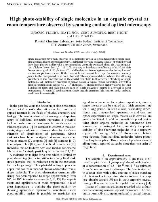 (PDF) Scanning confocal optical microscopy of single molecules at low ...