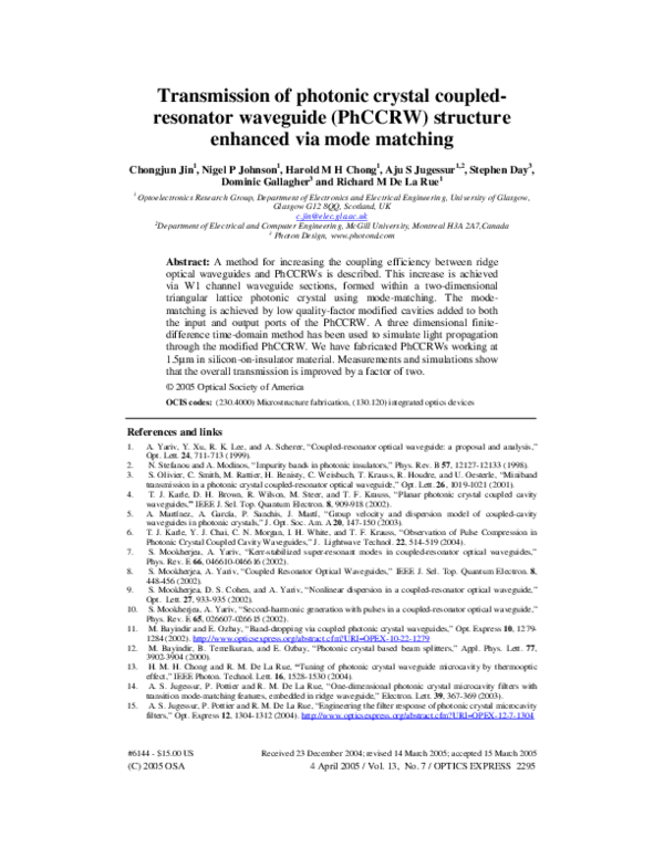 (PDF) Transmission of photonic crystal coupled-resonator waveguide ...