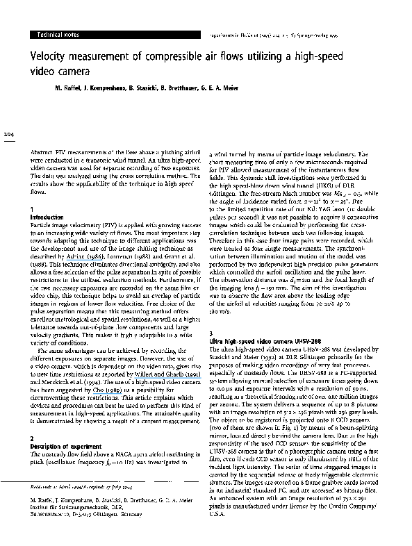 (PDF) Velocity measurement of compressible air flows utilizing a high ...