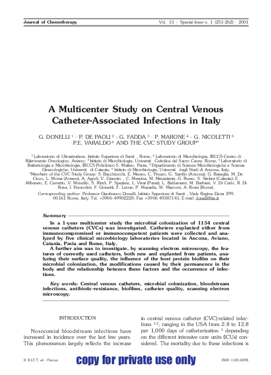 (PDF) A multicenter study on central venous catheter-associated ...