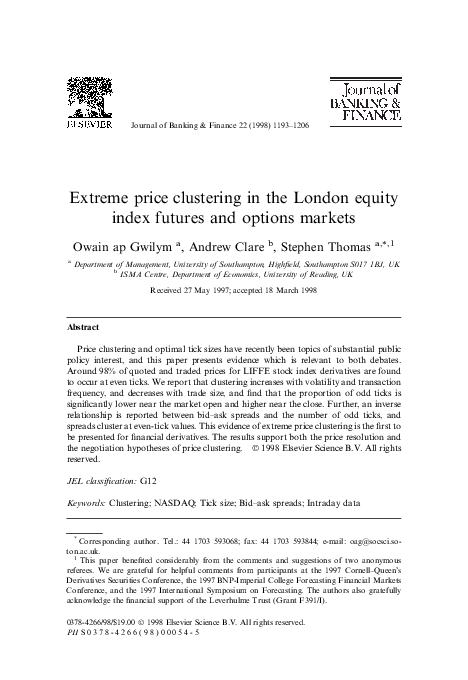 (PDF) Extreme price clustering in the London equity index futures and ...
