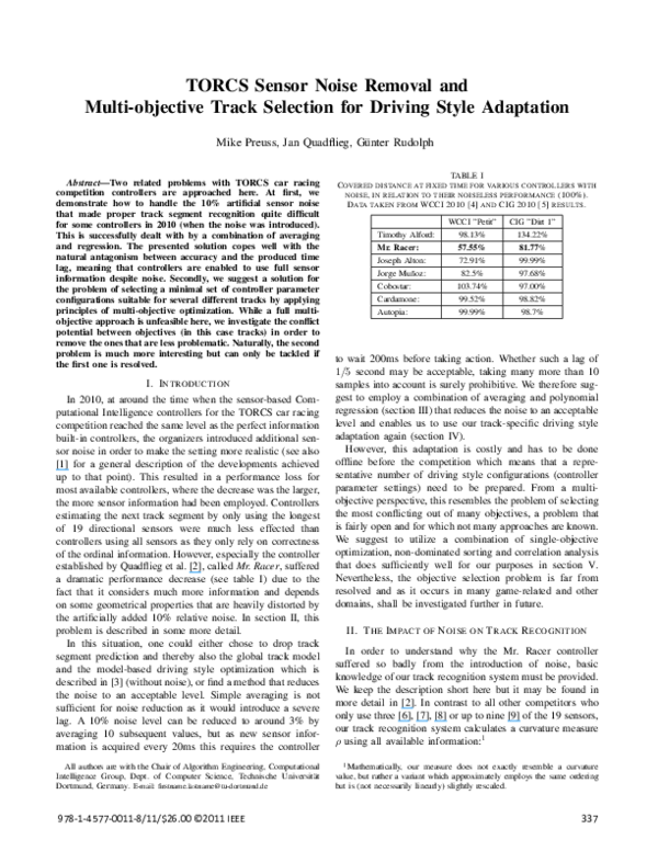 (PDF) Torcs sensor noise removal and multi-objective track selection for driving style adaptation