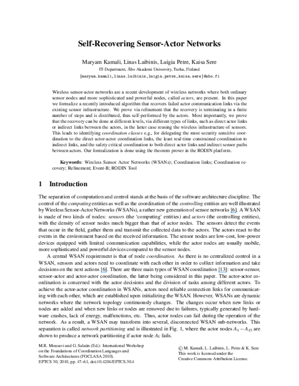 (PDF) Self-Recovering Sensor-Actor Networks