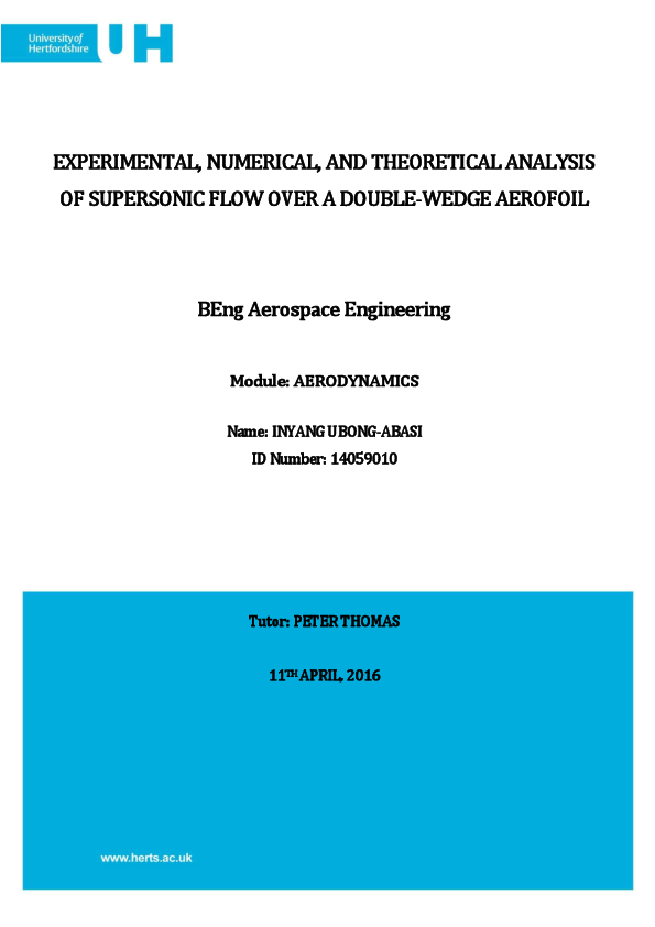(PDF) EXPERIMENTAL, NUMERICAL, AND THEORETICAL ANALYSIS OF SUPERSONIC ...