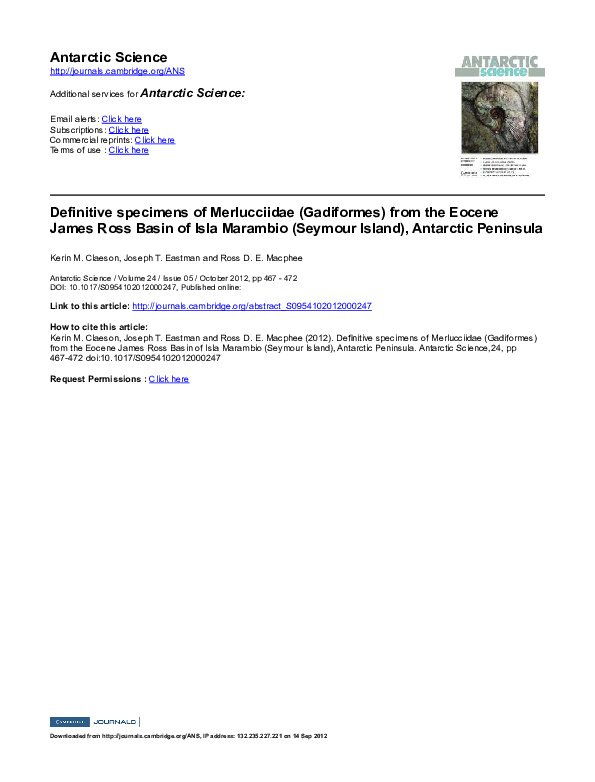 (PDF) Definitive specimens of Merlucciidae (Gadiformes) from the Eocene ...