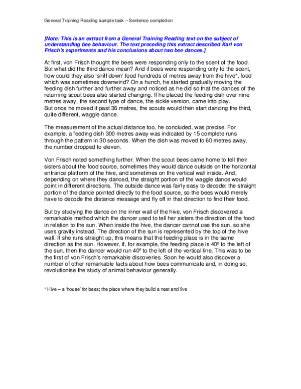(PDF) General Training Reading sample task – Sentence completion
