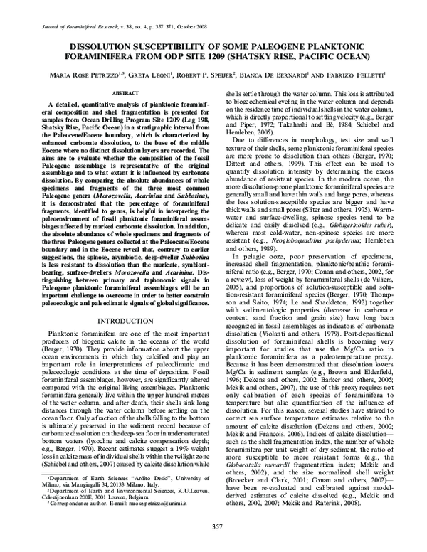 (PDF) Dissolution Susceptibility of Some Paleogene Planktonic ...