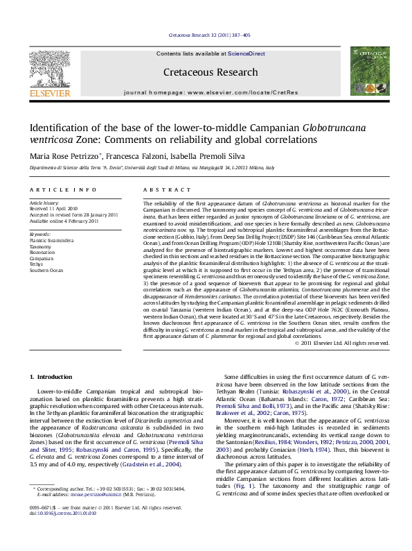 (PDF) Identification of the base of the lower-to-middle Campanian ...