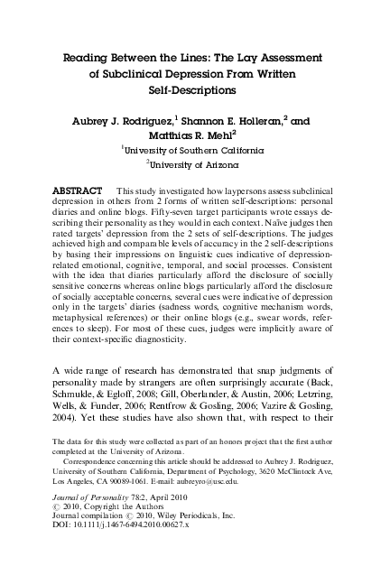 (PDF) Reading Between the Lines: The Lay Assessment of Subclinical ...