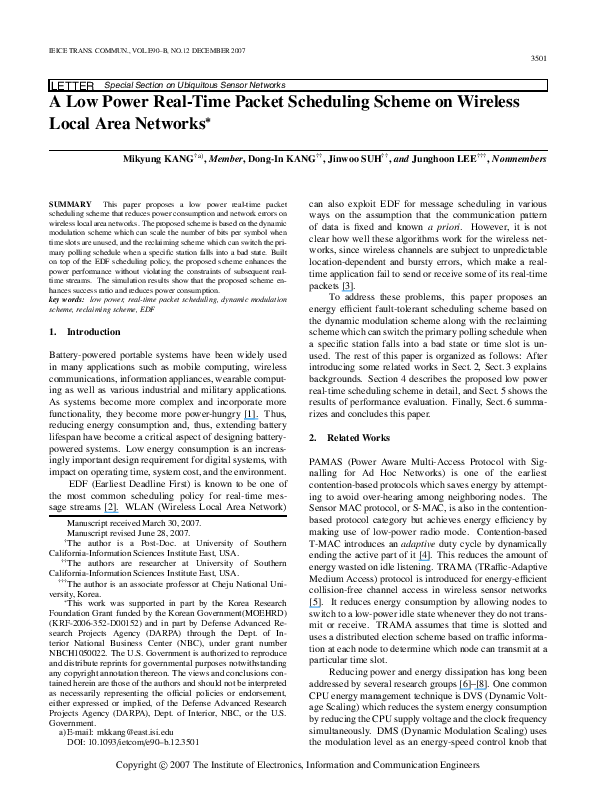 Pdf A Low Power Real Time Packet Scheduling Scheme On Wireless Local