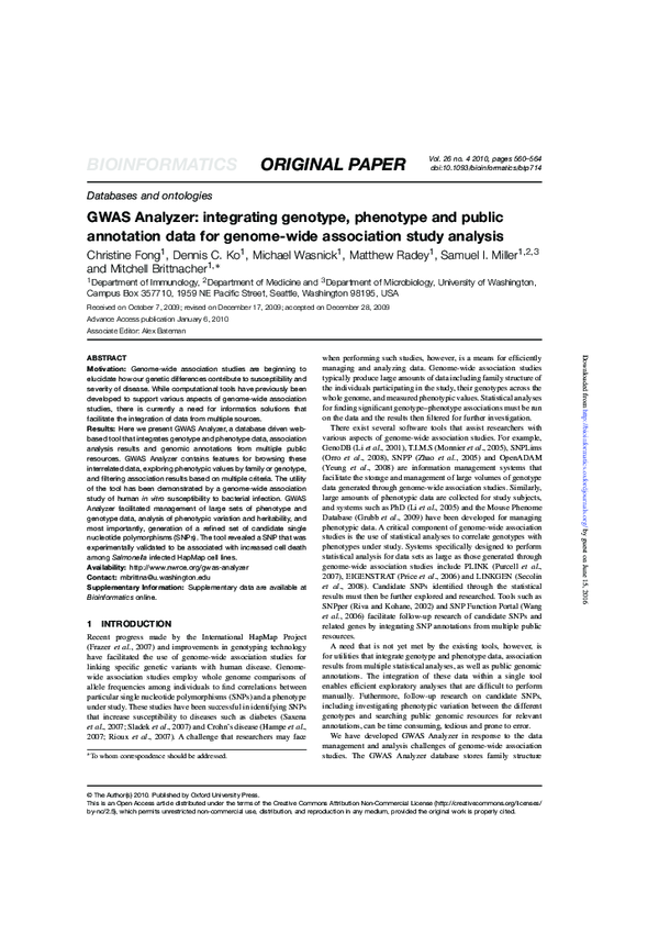 (PDF) GWAS Analyzer: integrating genotype, phenotype and public ...