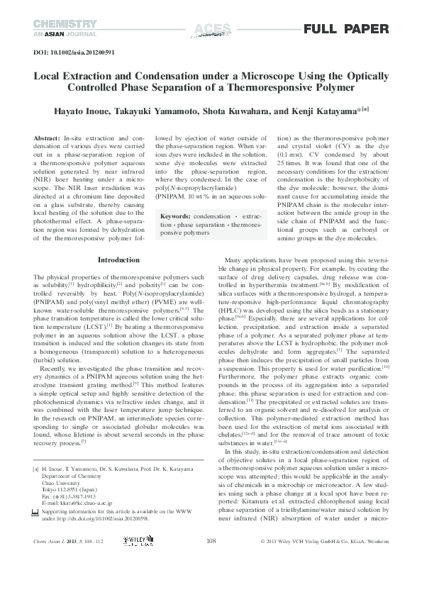 (PDF) Local Extraction and Condensation under a Microscope Using the Optically Controlled Phase ...