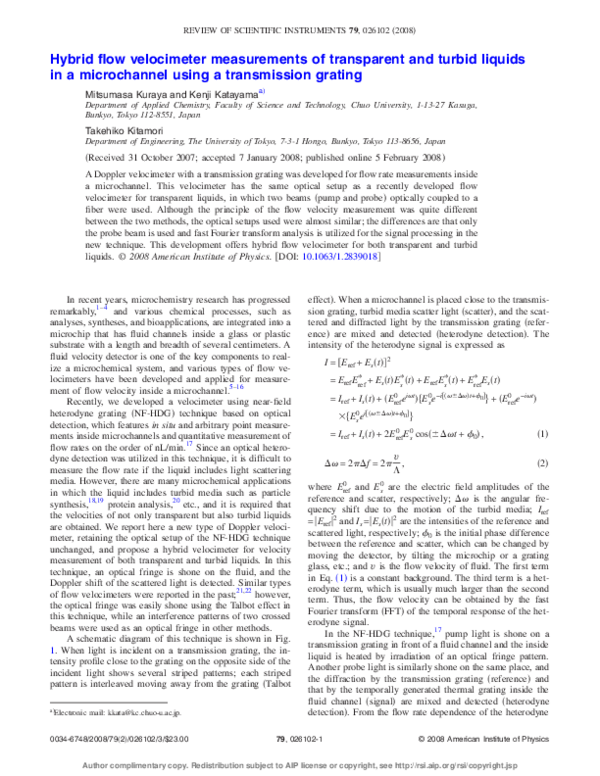 (PDF) Hybrid flow velocimeter measurements of transparent and turbid ...