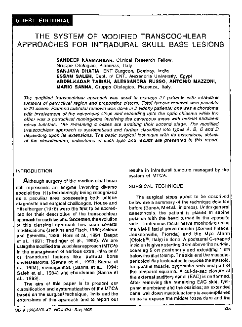 (PDF) The system of modified transcochlear approaches for intradural ...