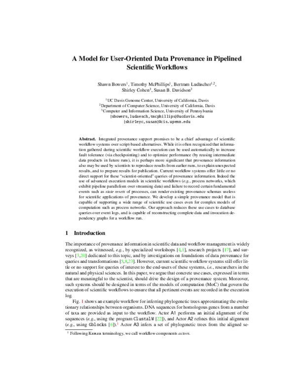 (PDF) A model for user-oriented data provenance in pipelined scientific workflows