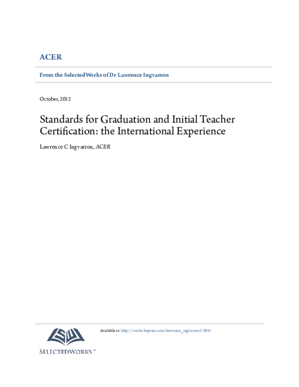 (PDF) Standards for Graduation and Initial Teacher Certification: the ...