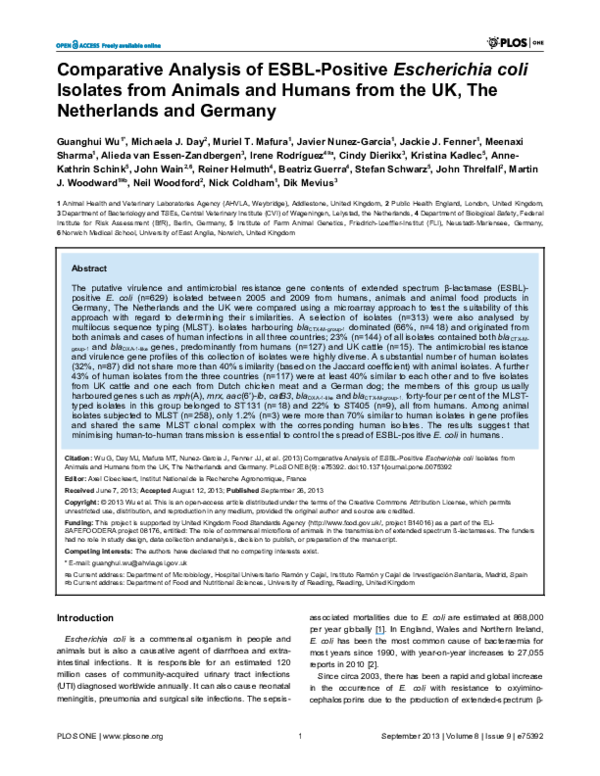 (PDF) Comparative Analysis of ESBL-Positive Escherichia coli Isolates ...
