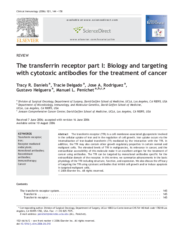 (PDF) The transferrin receptor part I: Biology and targeting with ...