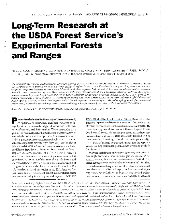 (PDF) Long-Term Research at the USDA Forest Service's Experimental ...